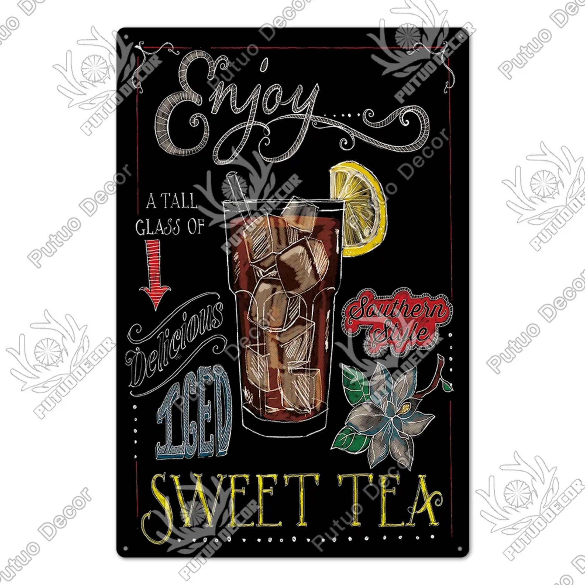 Classic Cocktail Recipe Metal Signs Sweet Tea Mojito Mimosa Martini ...