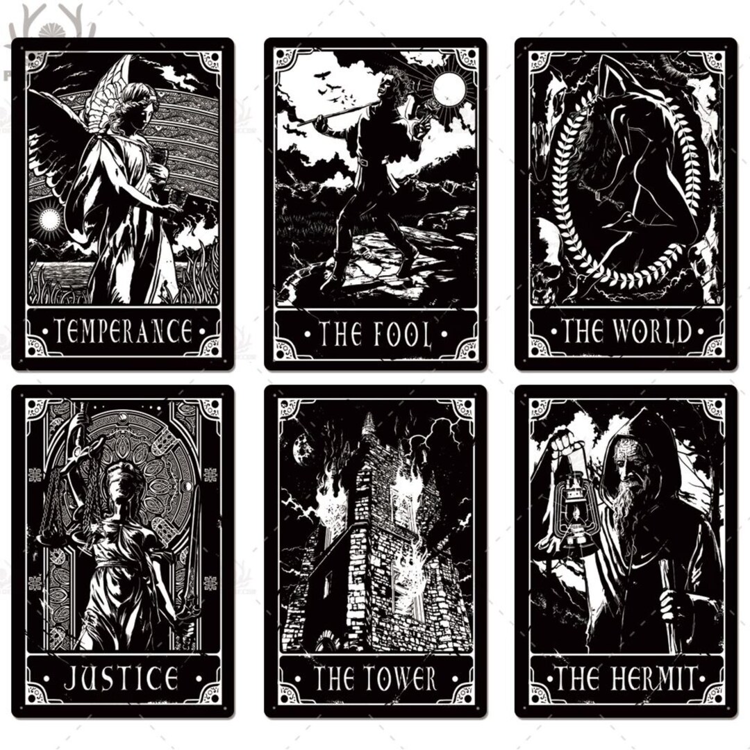 Tarot Cards Tin Sign Plaque Metal Vintage Psychic Wall Art Poster ...