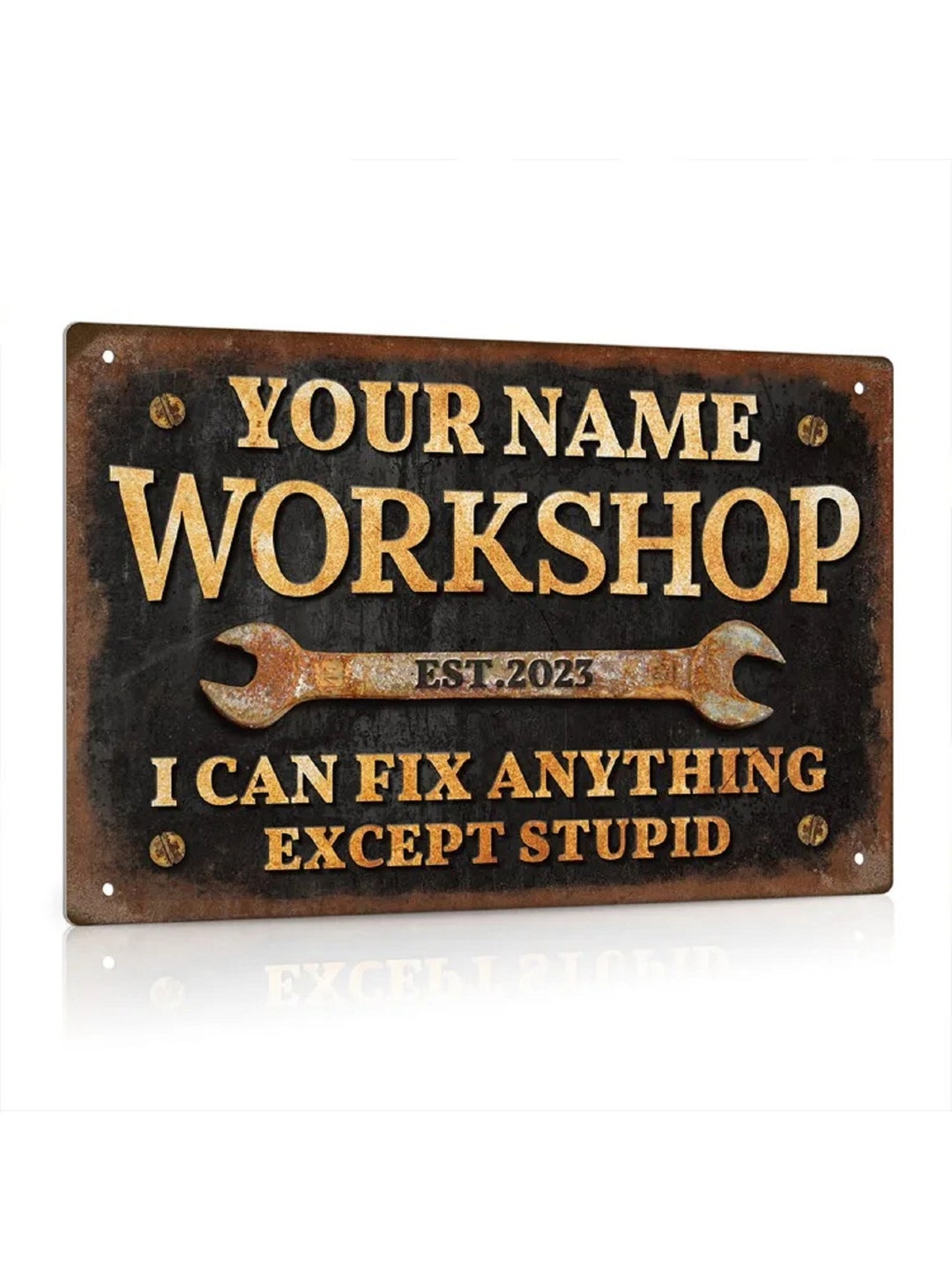 Your Workshop Est Custom Name Year Metal Tin Sign Personalized Plaque ...