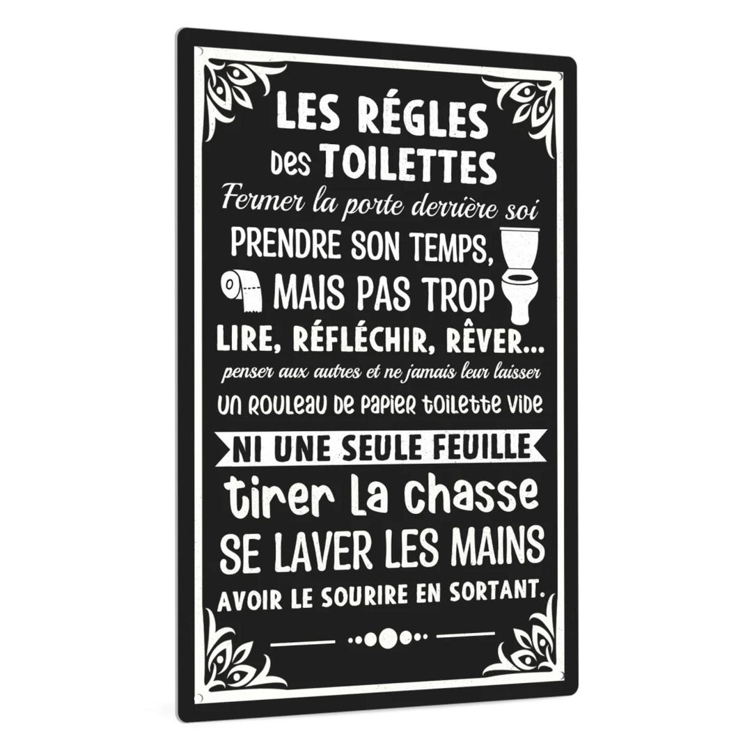 Les Regles Des Toilettes Metal Sign French Bathroom Rules Wall Decor ...