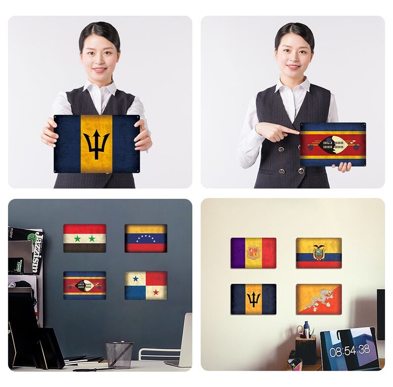 Countries National Flags Metal Sign Tin Plaque Wall Bar Pub Man Cave ...