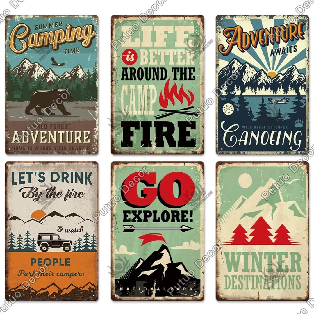 Rustic Adventure Camping Metal Tin Signs Wall Decor Life is Better ...