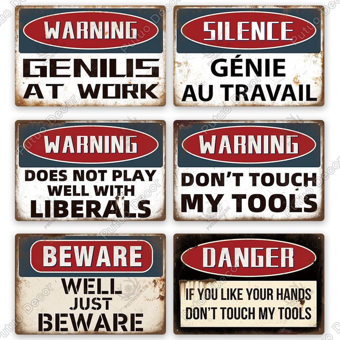 Vintage Style Warning Funny Metal Tin Sign for Garage Decor Beware of ...