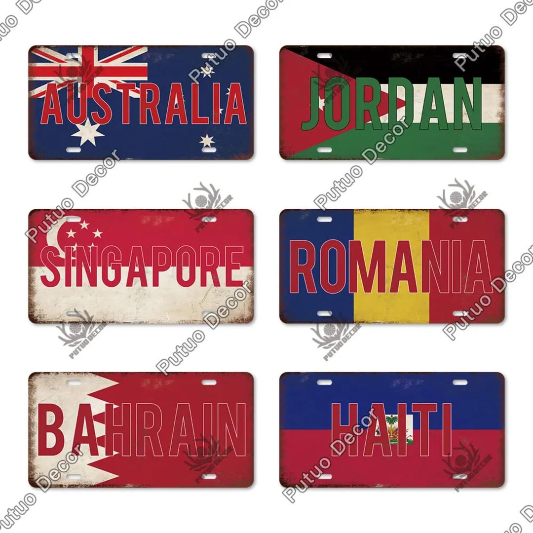 World Countries National Style Flags License Plates Vintage Plaque ...