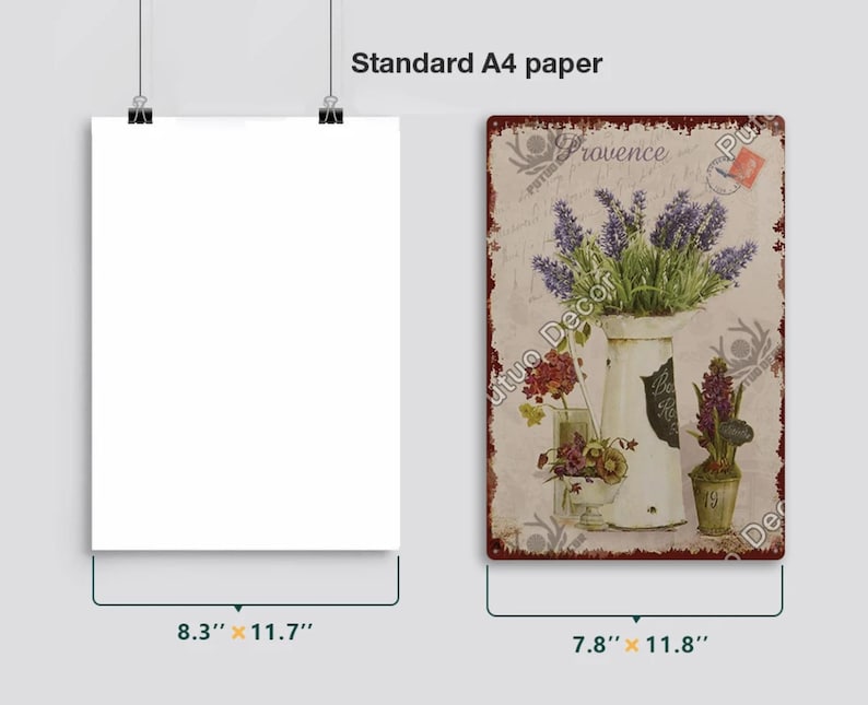 Flowers Vintage Tin Sign Retro Metal Poster Shabby Chic Wall Decor for ...