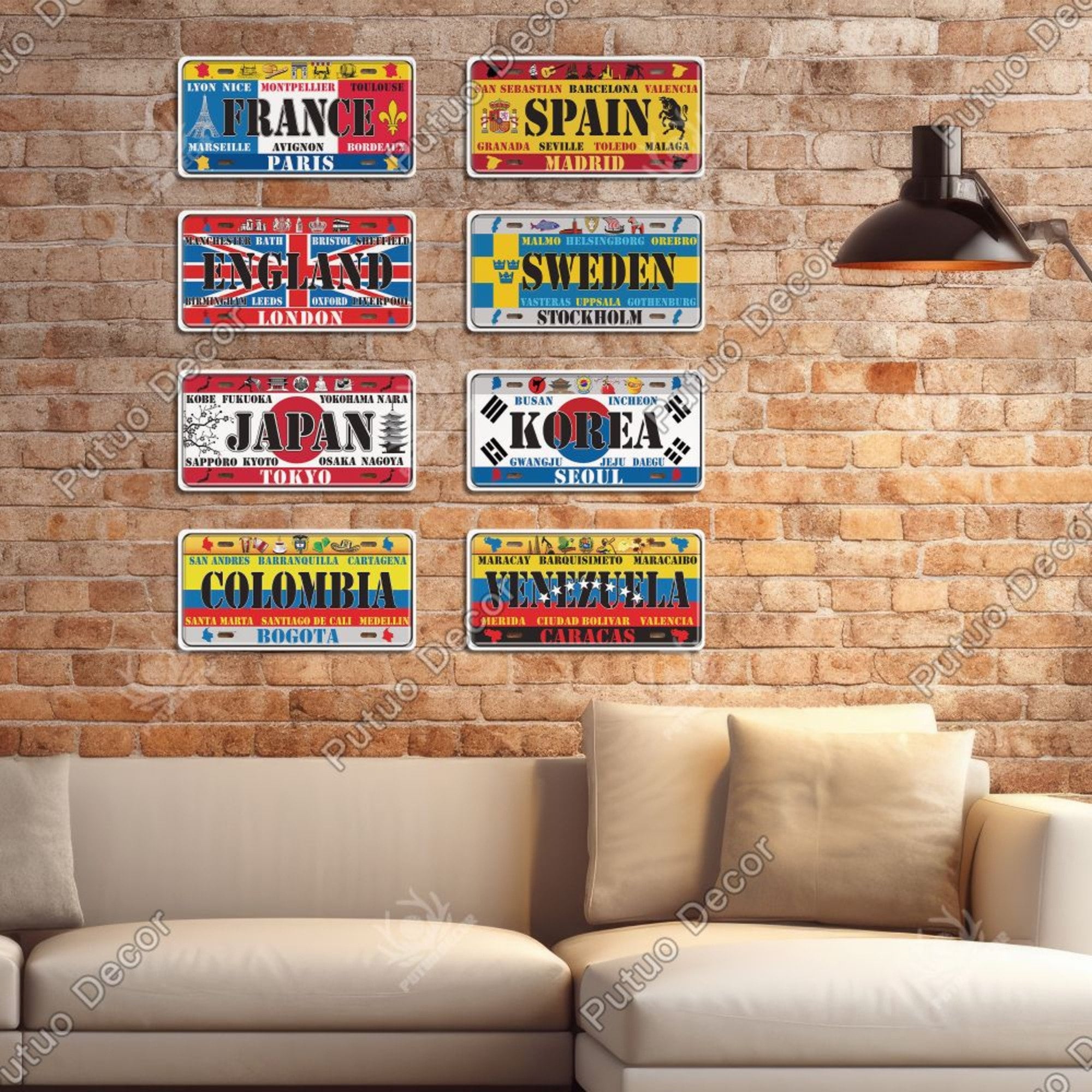 World Countries National Style Flags License Plates Vintage Plaque ...