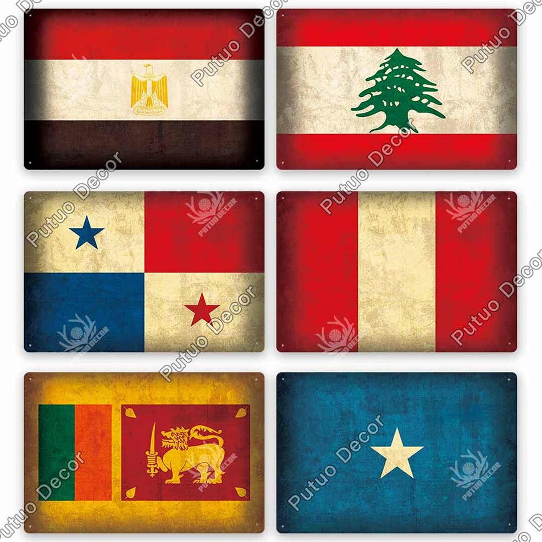 Countries National Flags Metal Sign Tin Plaque Wall Bar Pub Man Cave ...