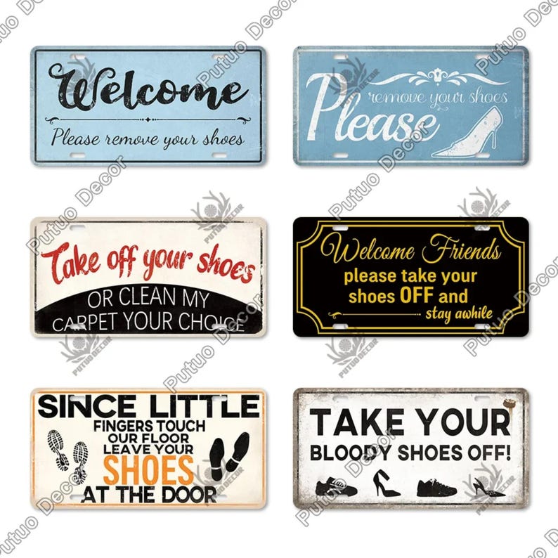 Please Remove Your Shoes Funny Metal Signs Vintage Wall Plaques Take ...