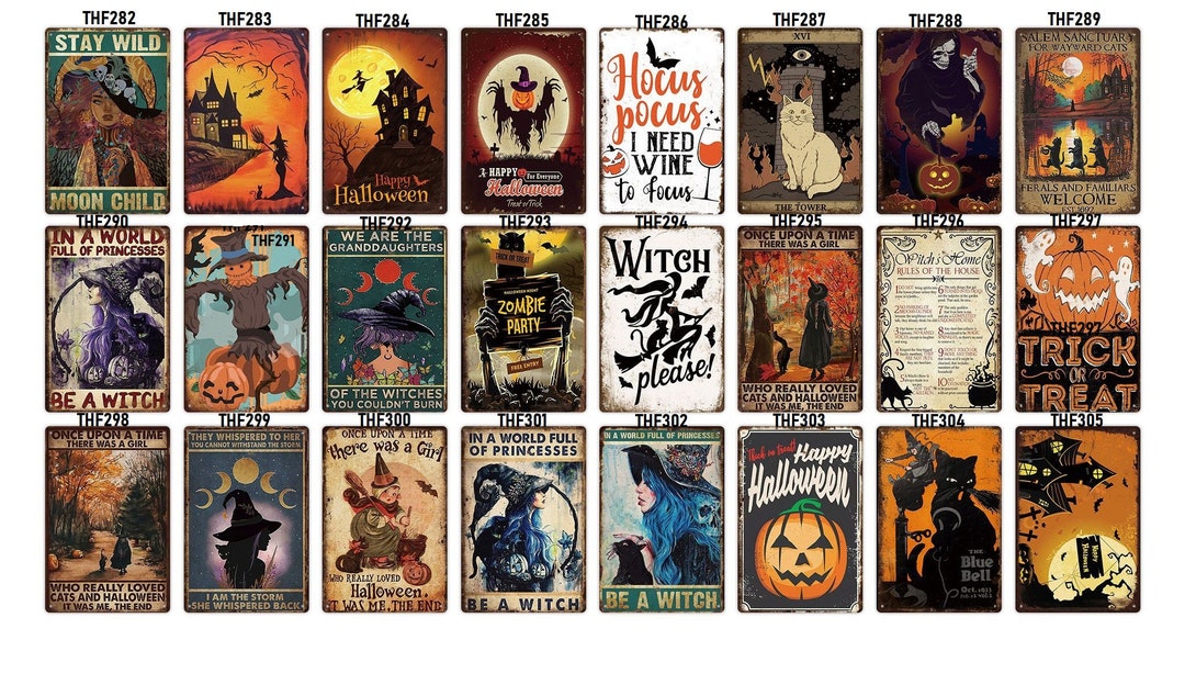 Retro Halloween Tin Signs Vintage Style Rusted Metal Plaques for Home ...