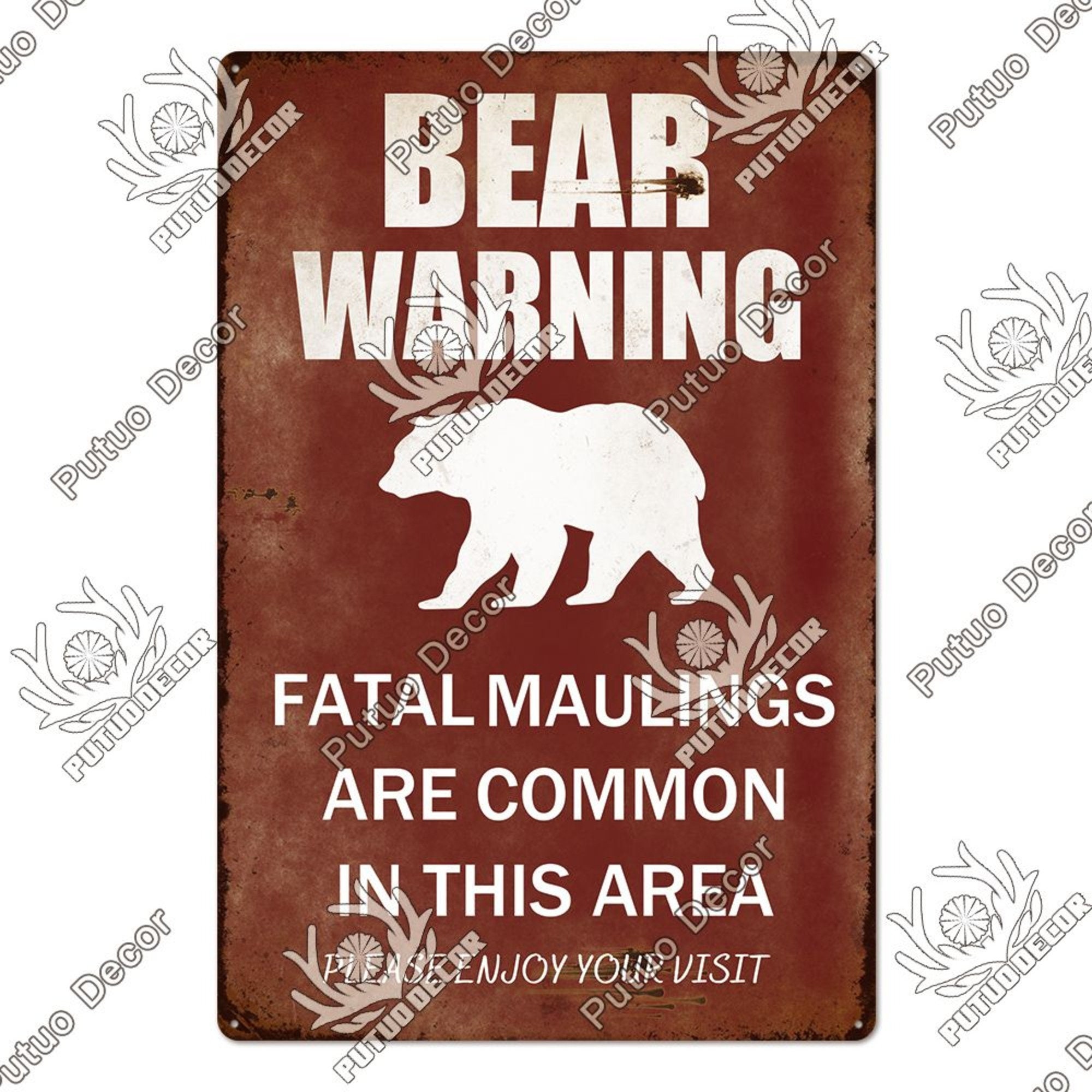 Warning Metal Plaque Retro Style Tin Sign for Bar Club Park Backyard ...