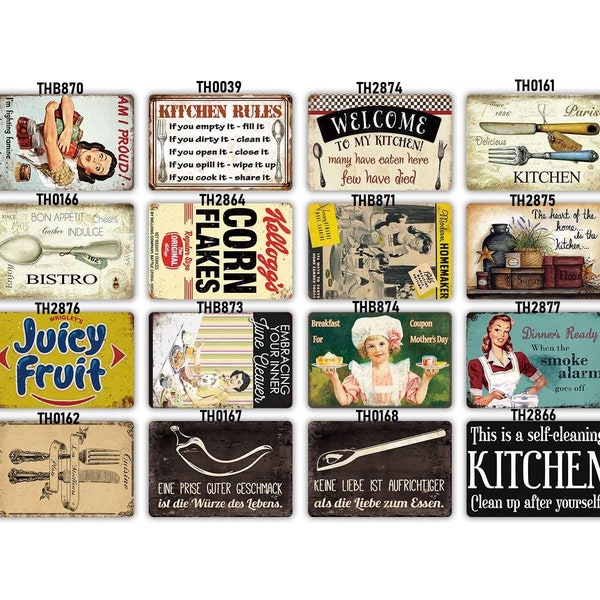 Vintage Metal Kitchen Plaques - Etsy