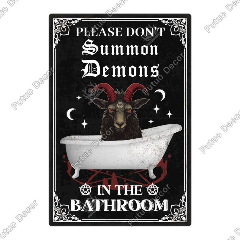 WC Toilet Funny Animals Restroom Retro Tin Sign Vintage Bathroom Plaque ...