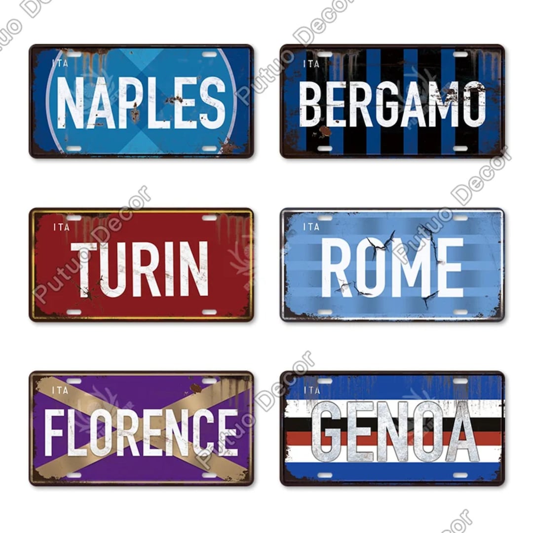 Italian City License Plate Metal Vintage Decorative Plaque Tin Sign ...