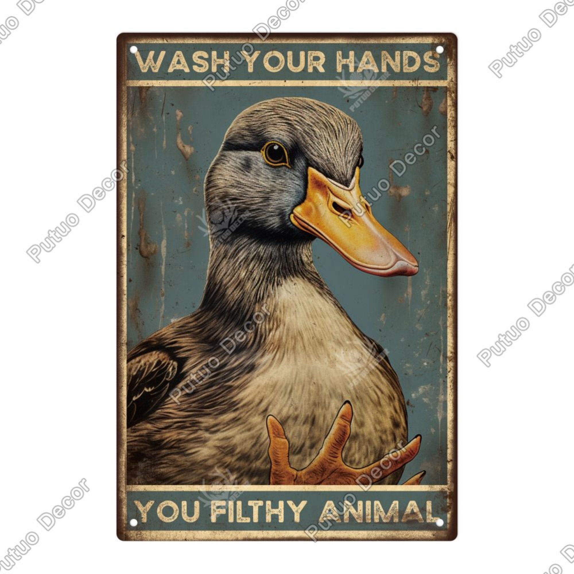 WC Funny Animals Restroom Retro Tin Sign Vintage Bathroom Plaque Metal ...