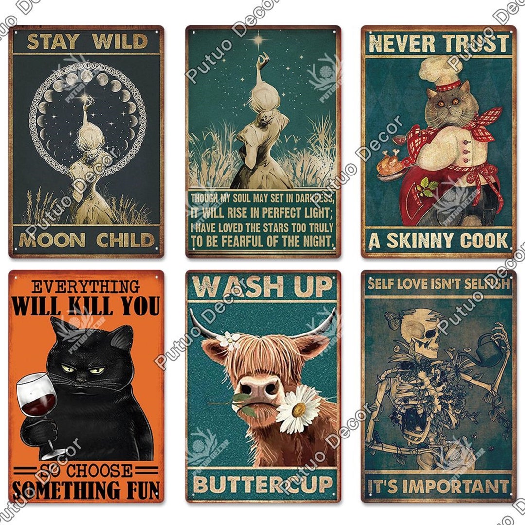 Funny Humor Animals Metal Signs Vintage Style Posters Tin Signs Retro ...