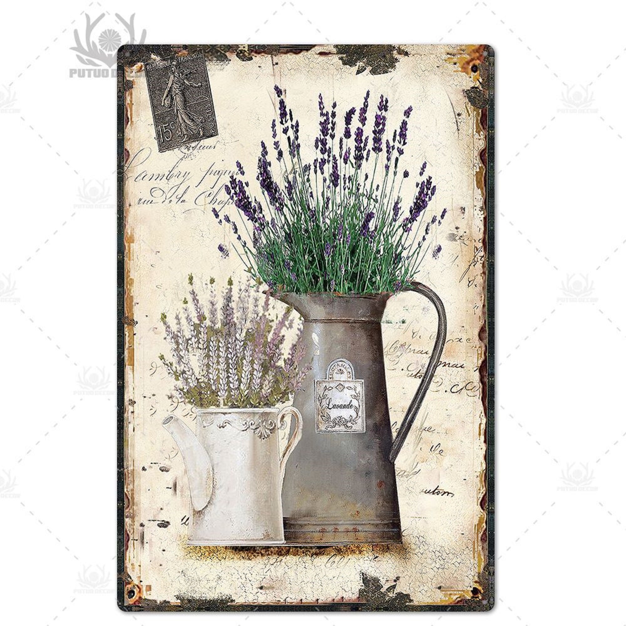 Flower Vintage Tin Sign Retro Metal Poster Shabby Chic Wall Decor for ...