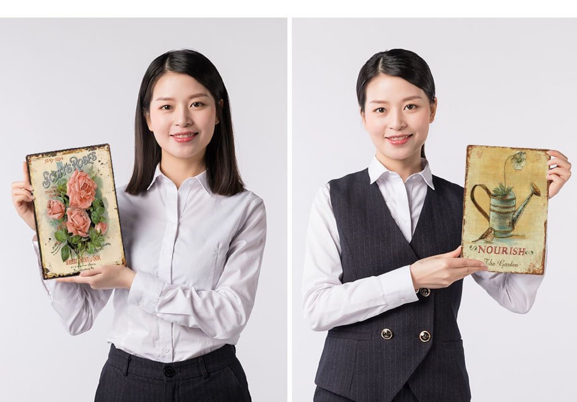 Flower Vintage Tin Sign Retro Metal Poster Shabby Chic Wall Decor for ...