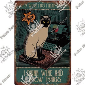 Black Funny Cat Metal Sign Vintage Style Plaque Retro Animals Tin ...