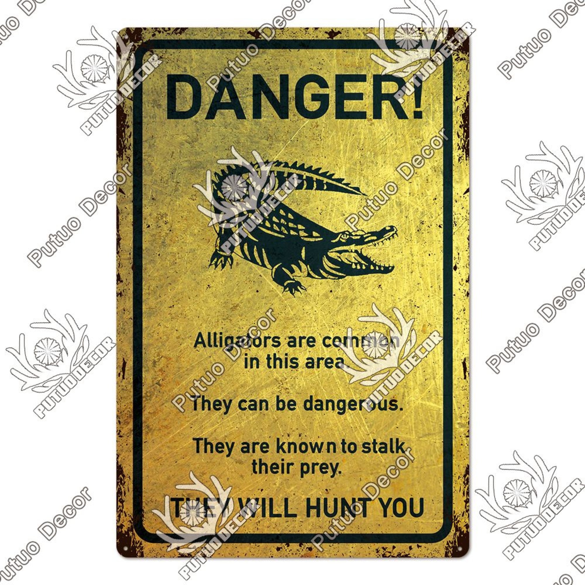Warning Metal Plaque Retro Style Tin Sign for Bar Club Park Backyard ...