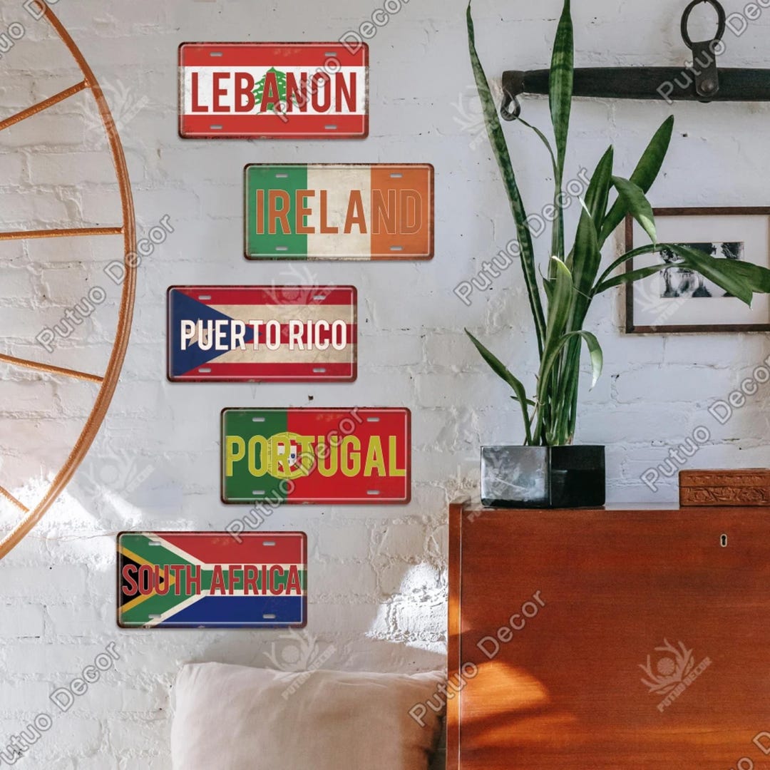 World Countries National Style Flags License Plates Vintage Plaque ...