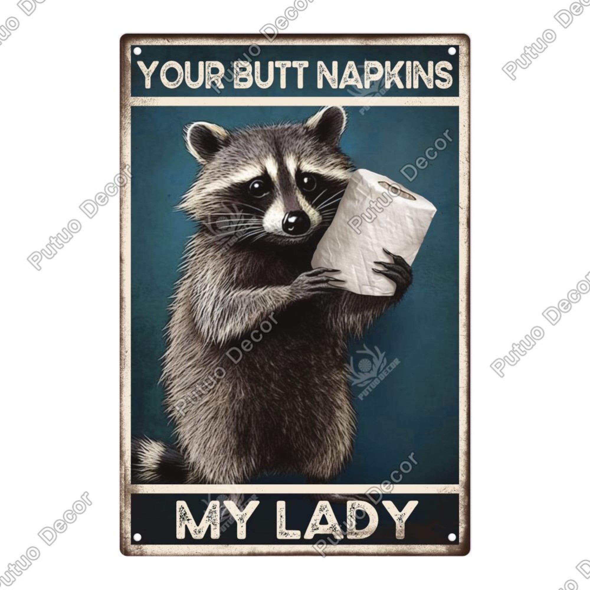 WC Toilet Funny Animals Restroom Retro Tin Sign Vintage Bathroom Plaque ...