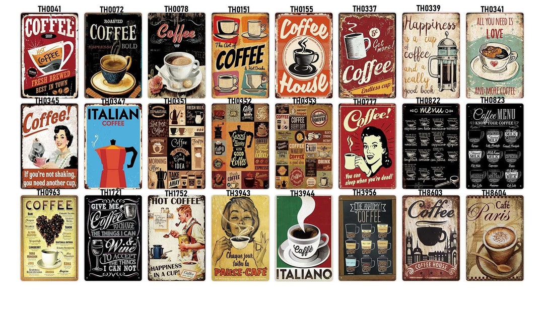 Vintage Style Coffee Theme Metal Tin Sign Kitchen Bar Pub Cafe Wall Art ...