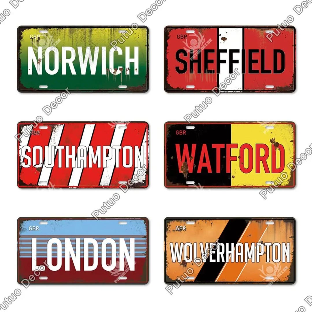 British City License Plate Metal Vintage Decorative Plaque Sign Home ...