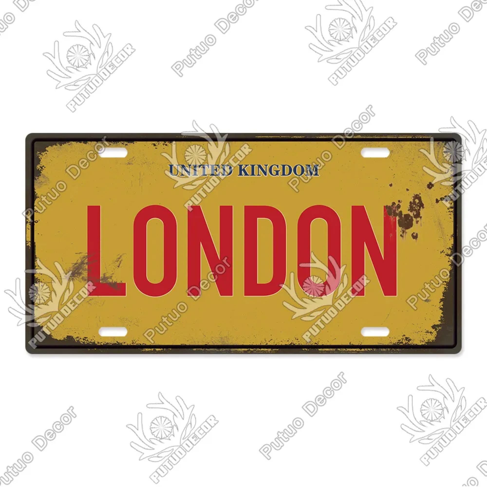 World Cities License Plates Vintage Metal Signs London Madrid Dubai ...