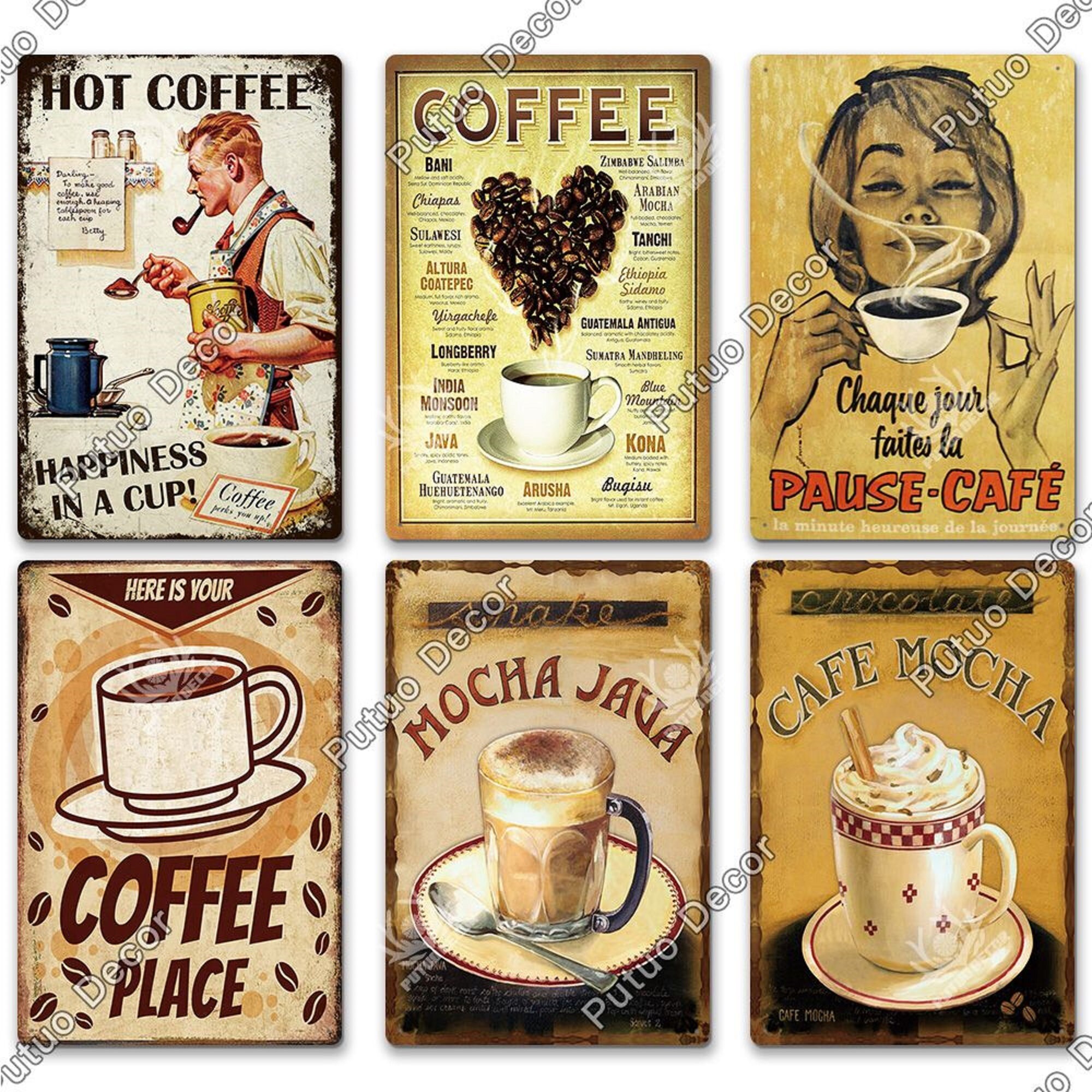 Vintage Style Coffee Theme Metal Tin Sign Kitchen Bar Pub Cafe Wall Art ...