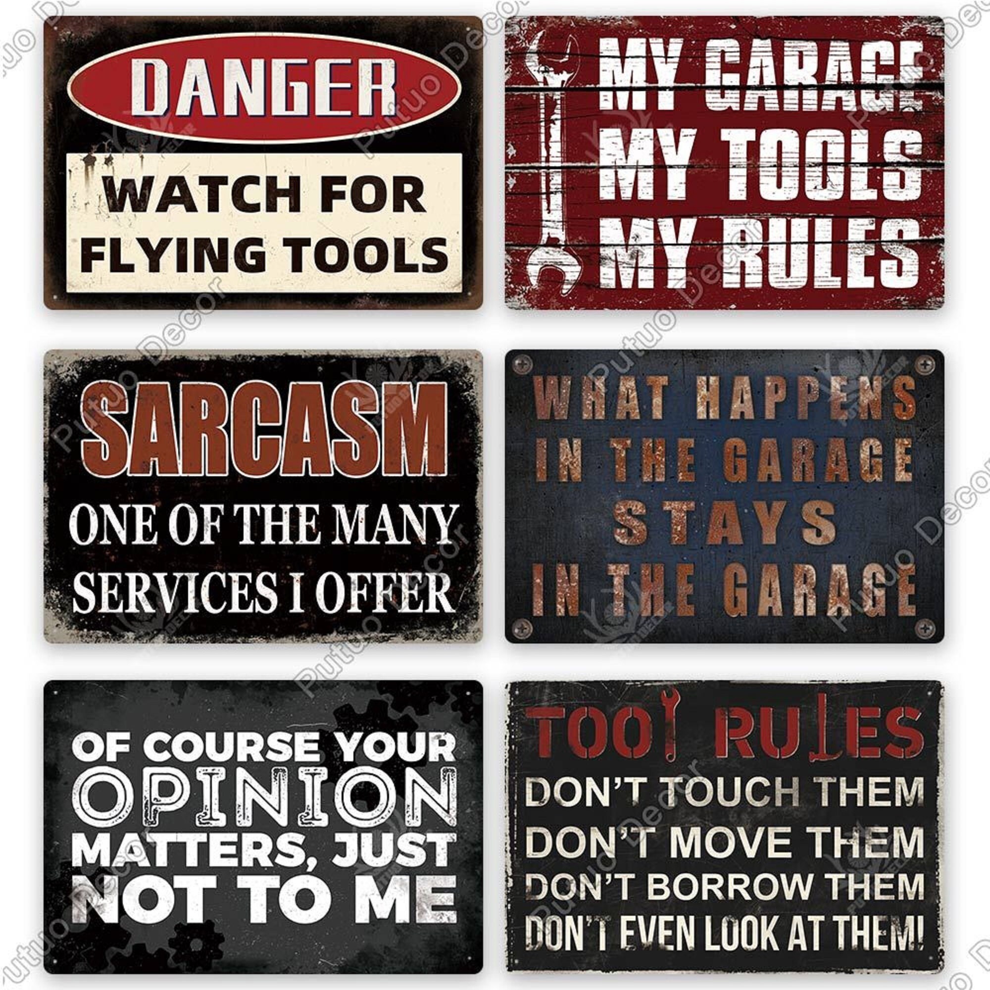 Vintage Style Warning Funny Metal Tin Sign for Garage Decor - Beware of ...