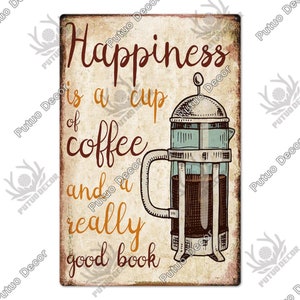 Coffee Vintage Tin Sign Metal Sign Plaque Retro Style Plate Cafe ...