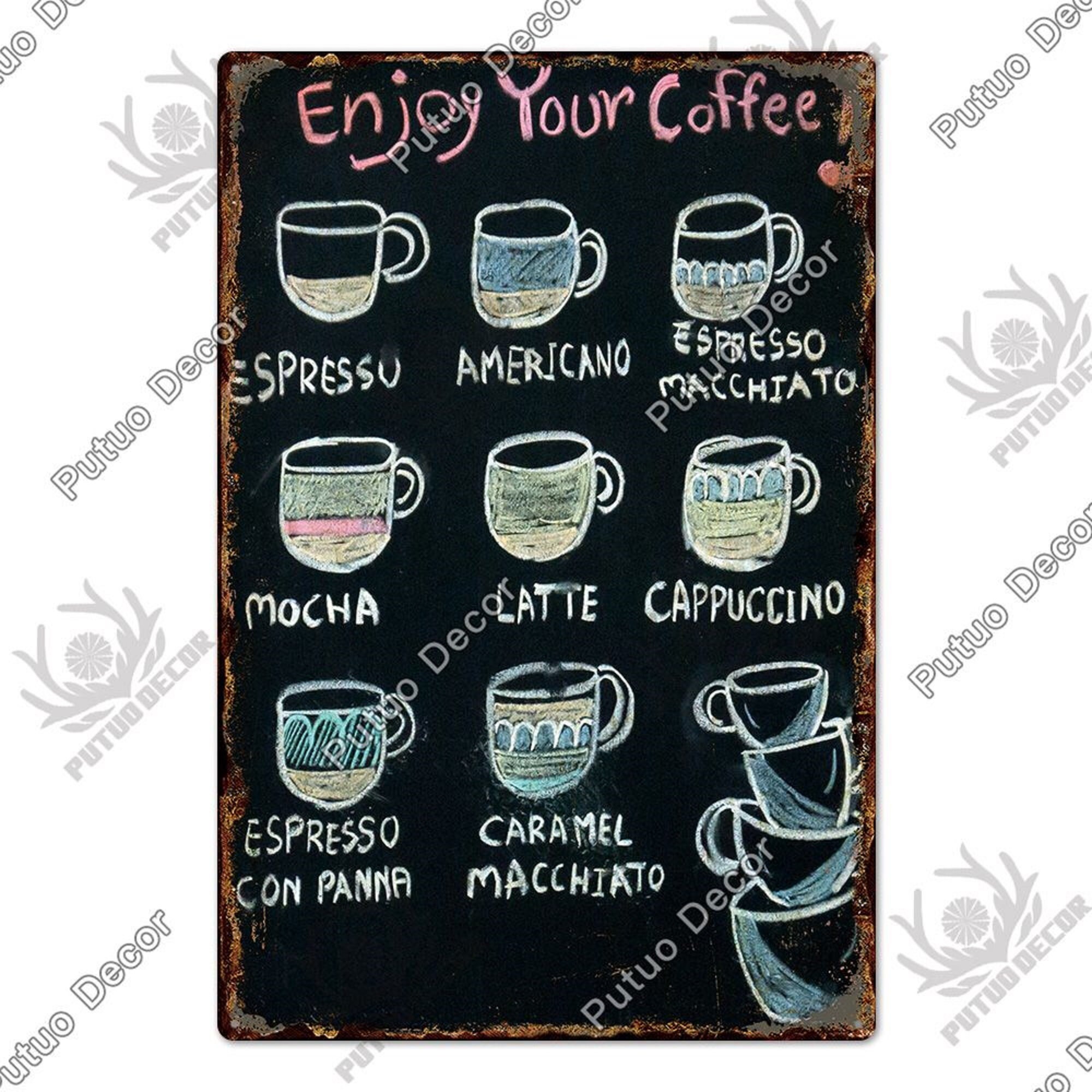 Enjoy Your Coffee Vintage Style Tin Sign Plaque Metal Plate Wall Art ...