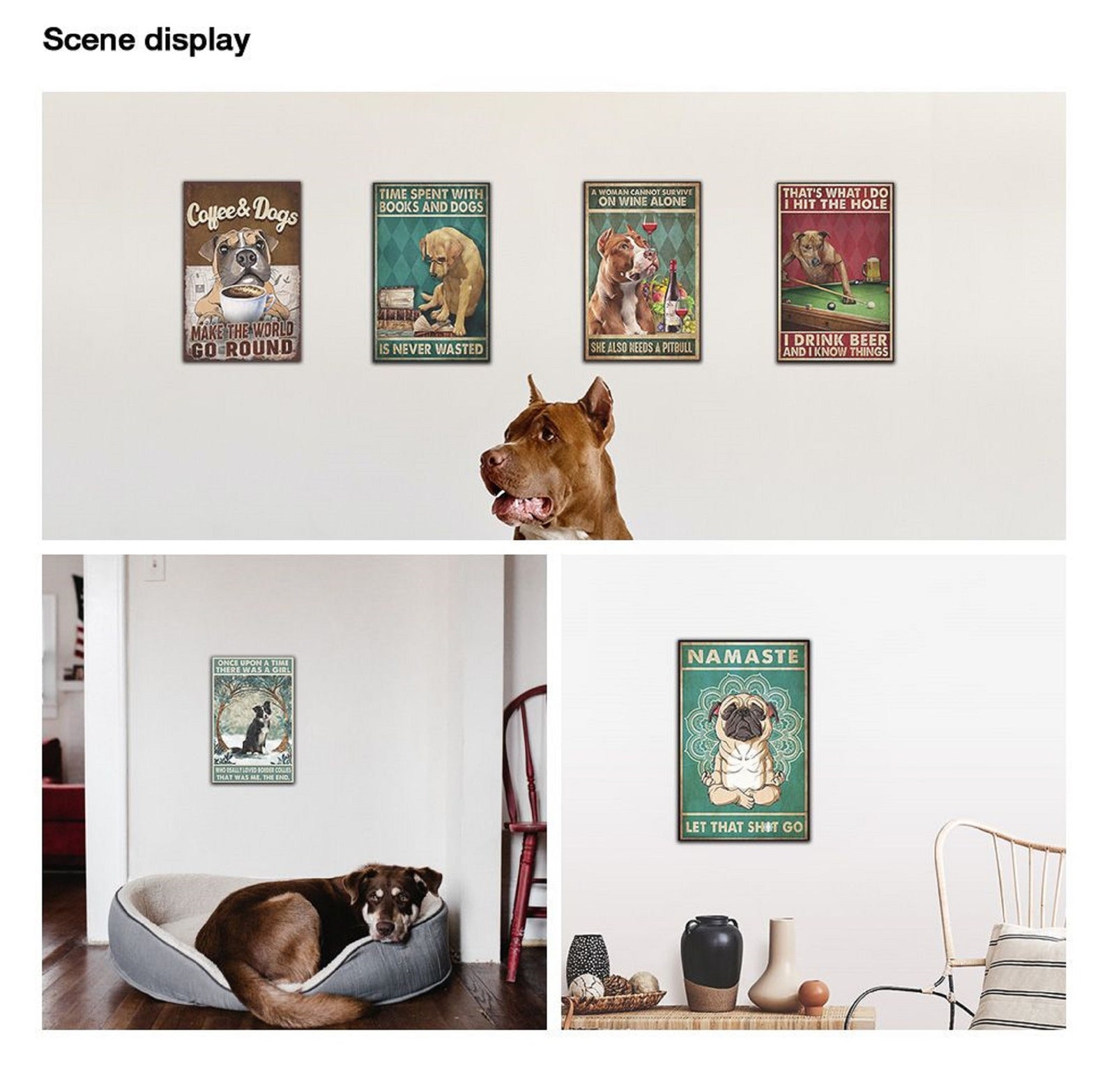 Funny Dogs Tin Signs Vintage Metal Signs Pet Sign Tin Posters for Farm ...