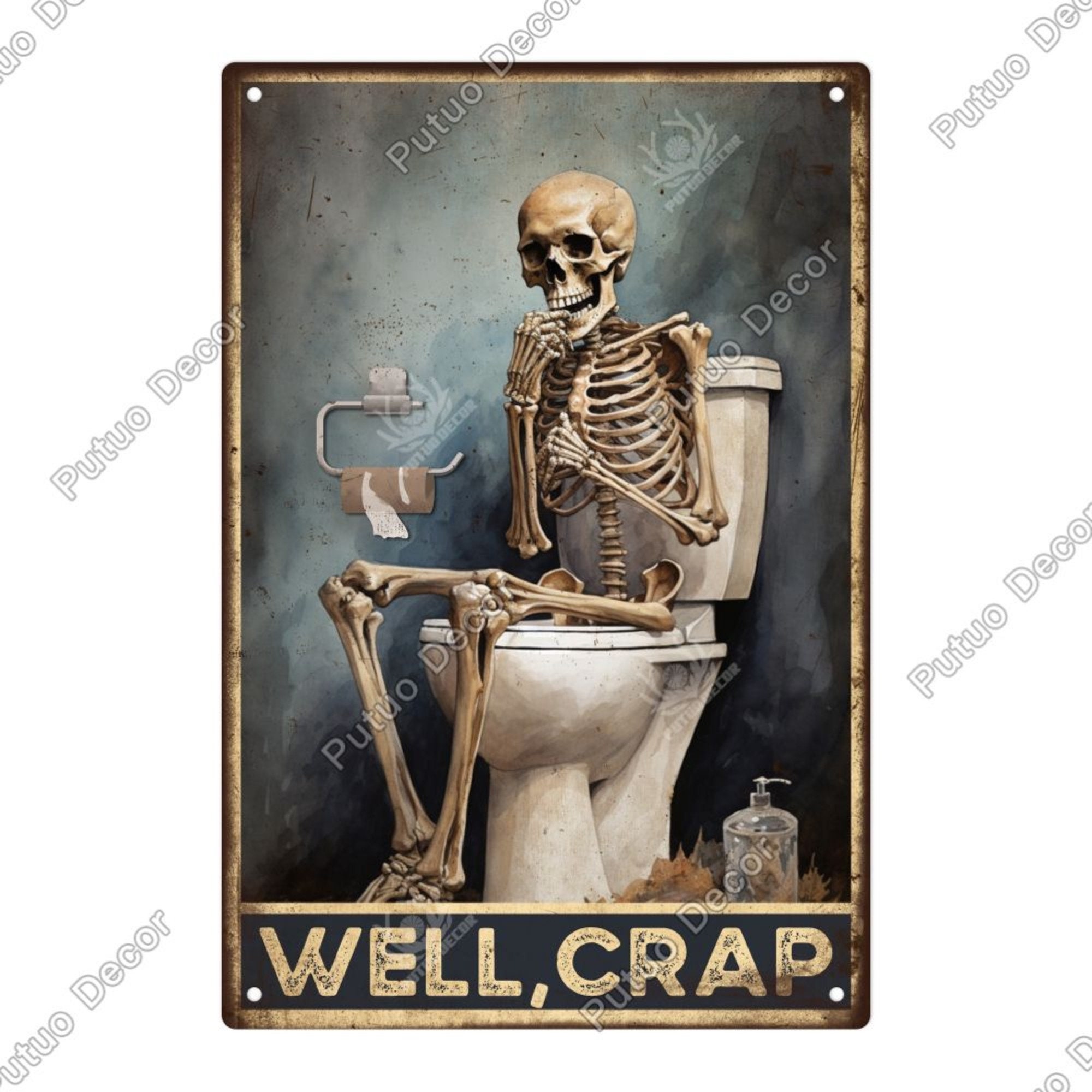 WC Toilet Funny Animals Restroom Retro Tin Sign Vintage Bathroom Plaque ...