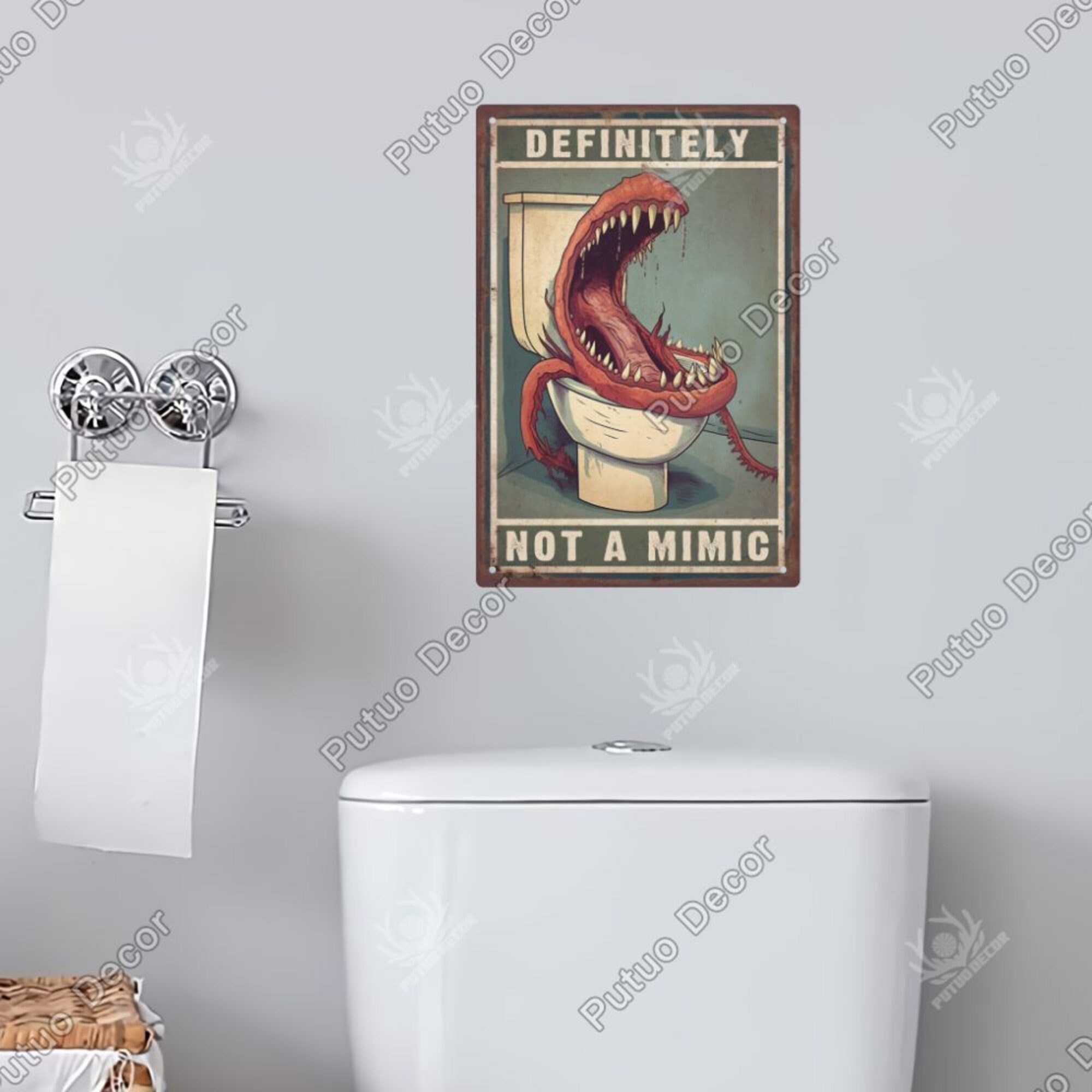 WC Toilet Funny Animals Restroom Retro Tin Sign Vintage Bathroom Plaque ...
