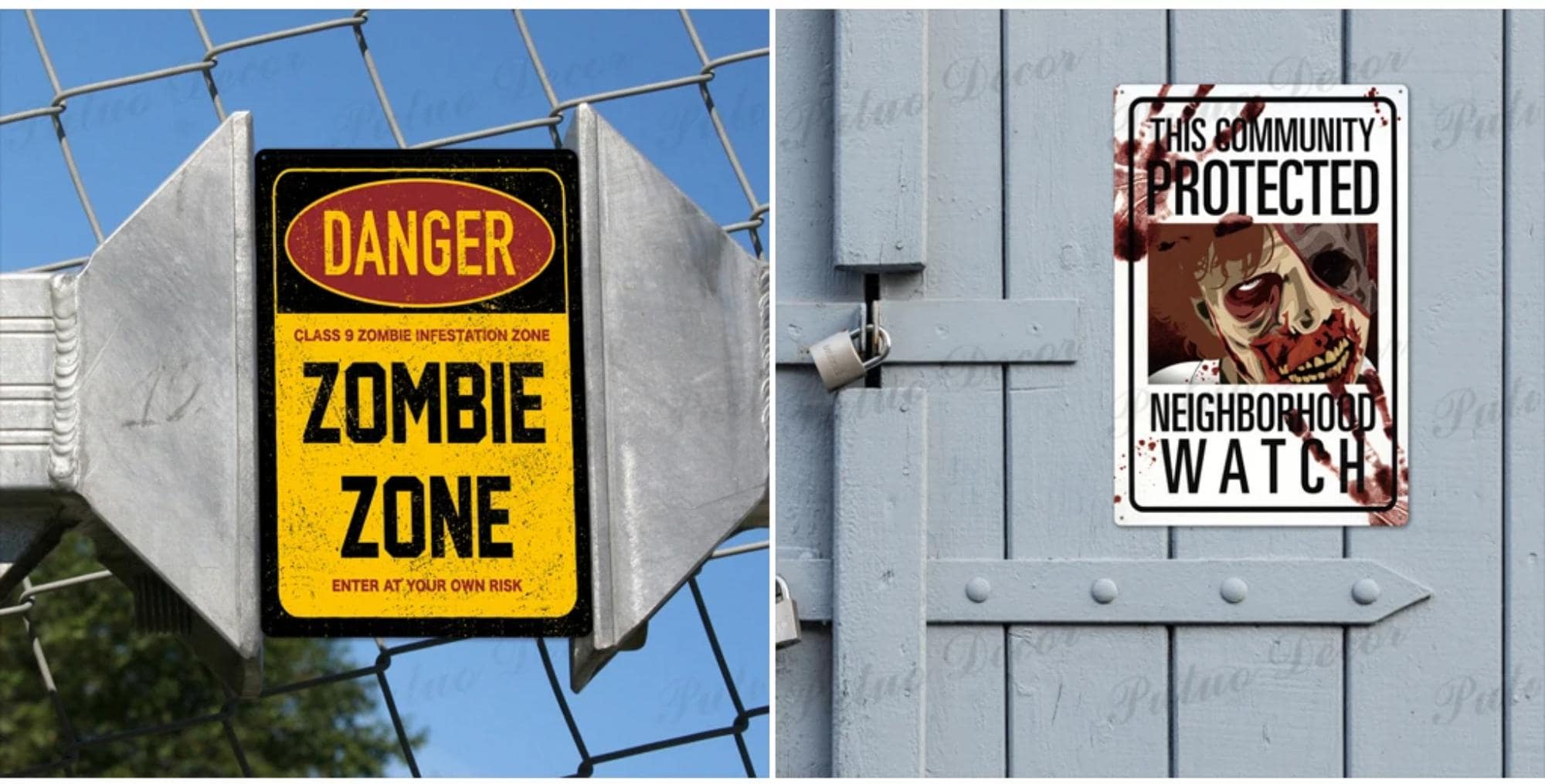 Beware Zombies Rising Metal Tin Sign Vintage Warning Plate Decor Notice ...