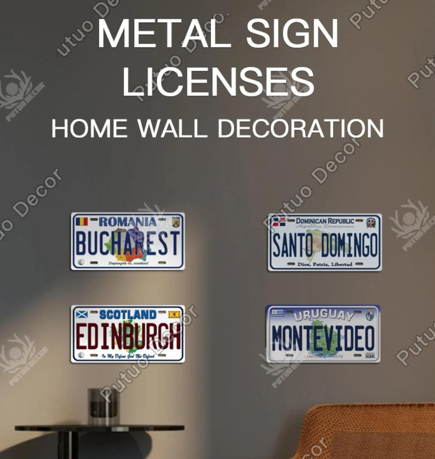 World Countries Themed License Metal Plates Vintage Rusted Travel ...