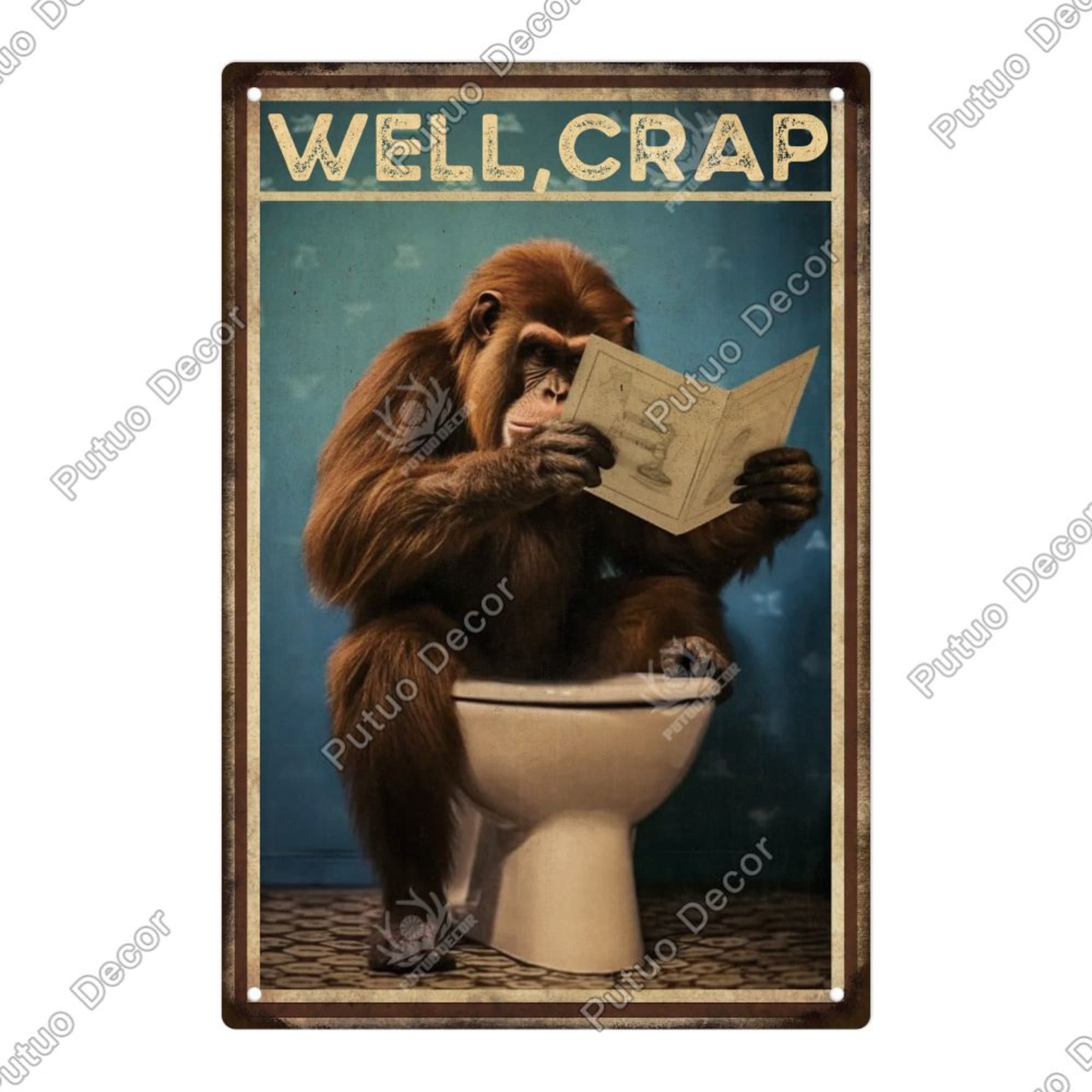 WC Toilet Funny Animals Restroom Retro Tin Sign Vintage Bathroom Plaque ...