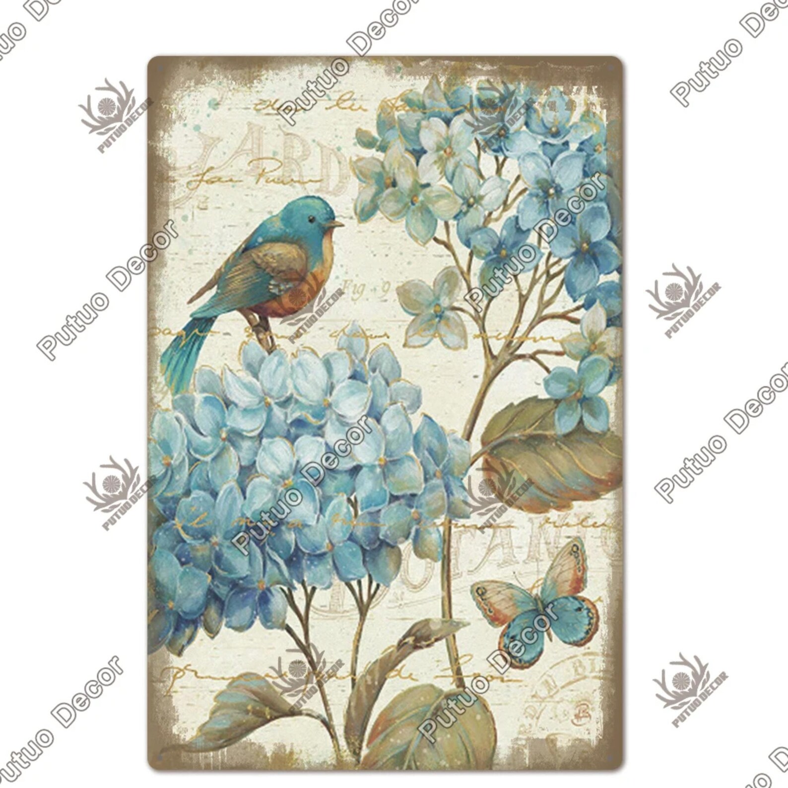 Flowers Vintage Tin Sign Retro Metal Poster Shabby Chic Wall Decor for ...