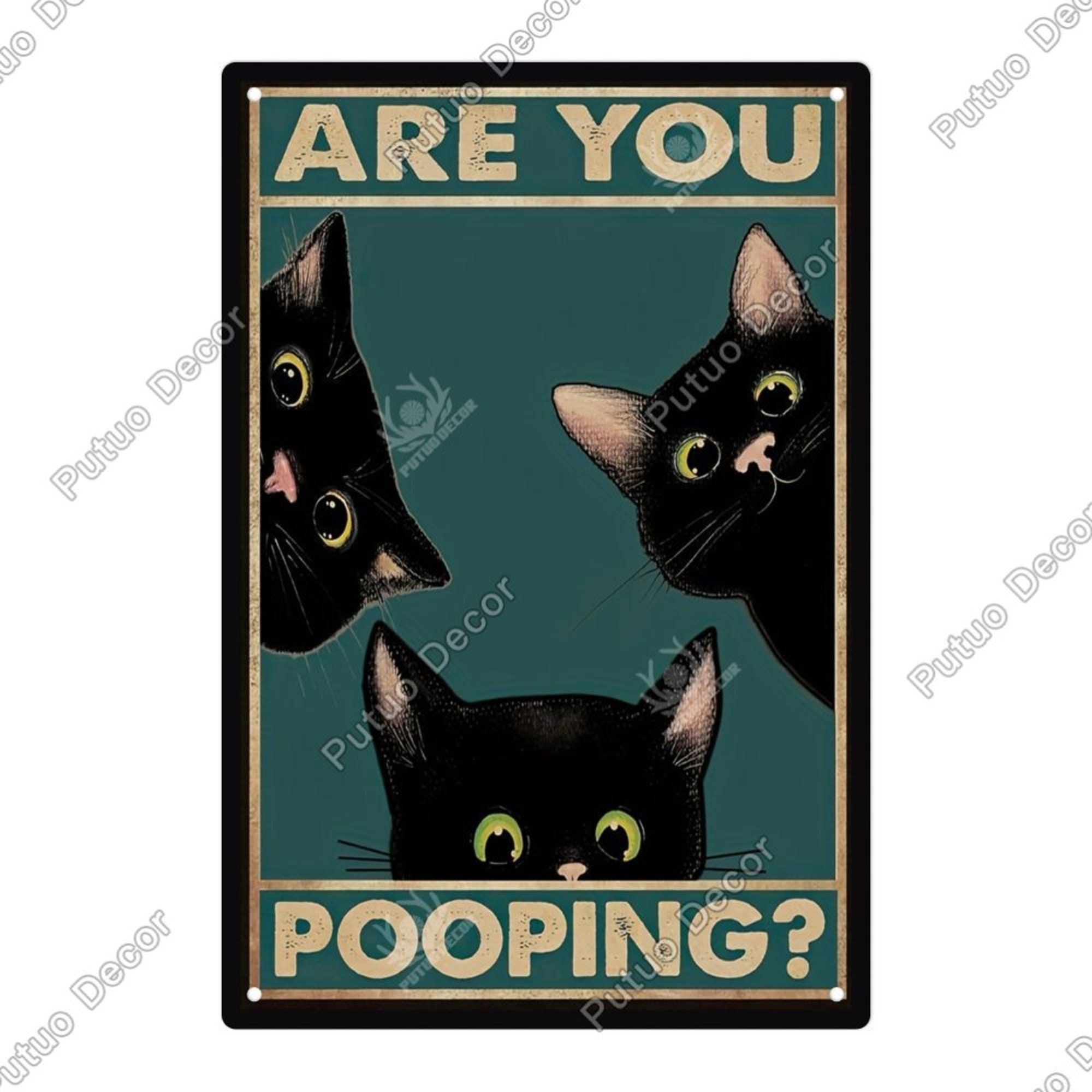 WC Toilet Funny Animals Restroom Retro Tin Sign Vintage Bathroom Plaque ...