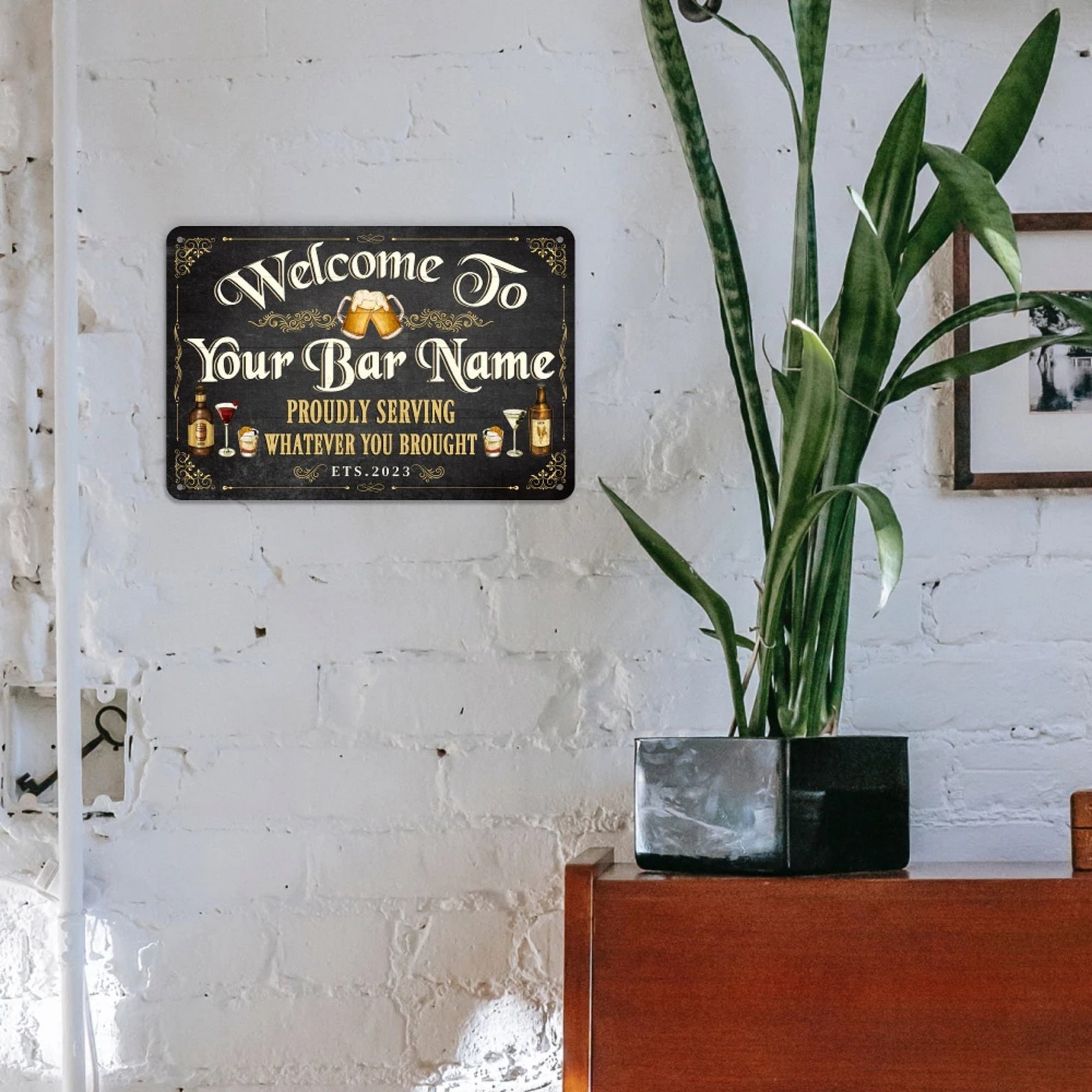 Welcome to Bar Proudly Serving Whatever Your Brought Custom Name Metal ...