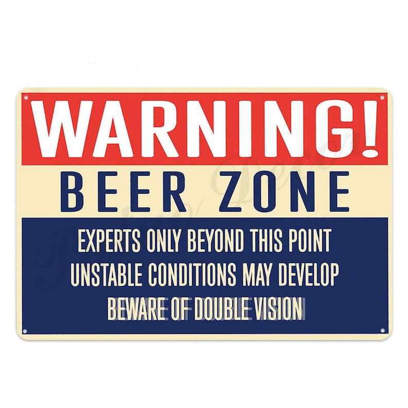 Funny Warning Beer Zone Tin Sign Plaque Metal Plate Vintage Style Iron ...