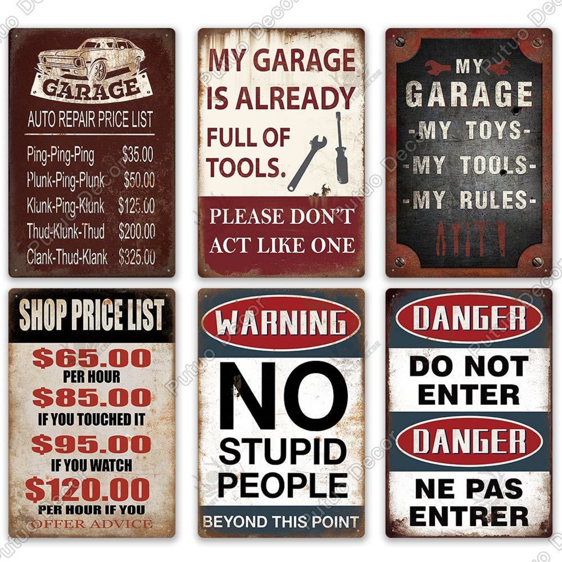 Vintage Style Warning Funny Metal Tin Sign for Garage Decor - Beware of ...