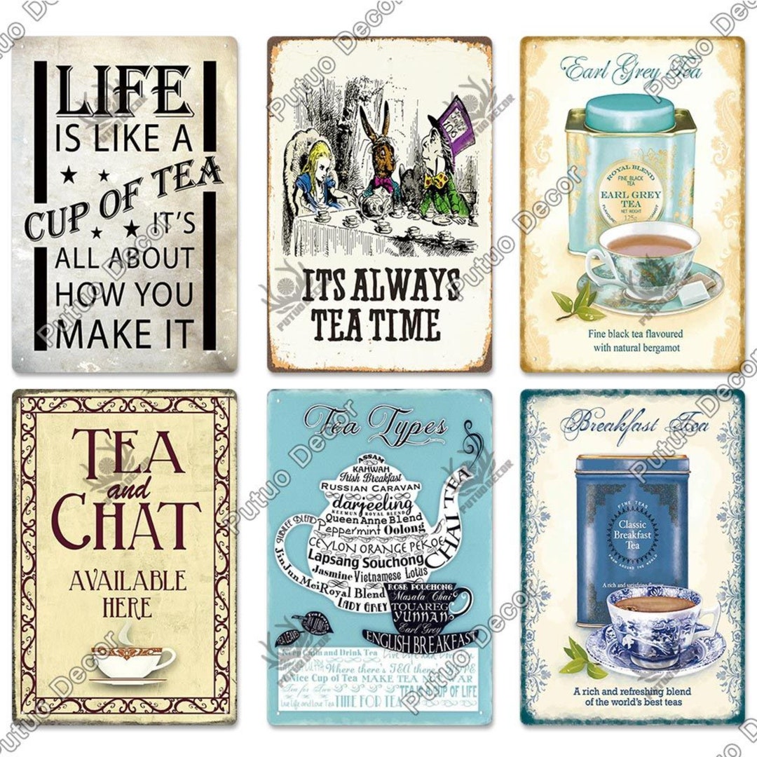It's Always Tea Time Tin Sign Vintage Plaque Metal Plate Shabby Chic ...