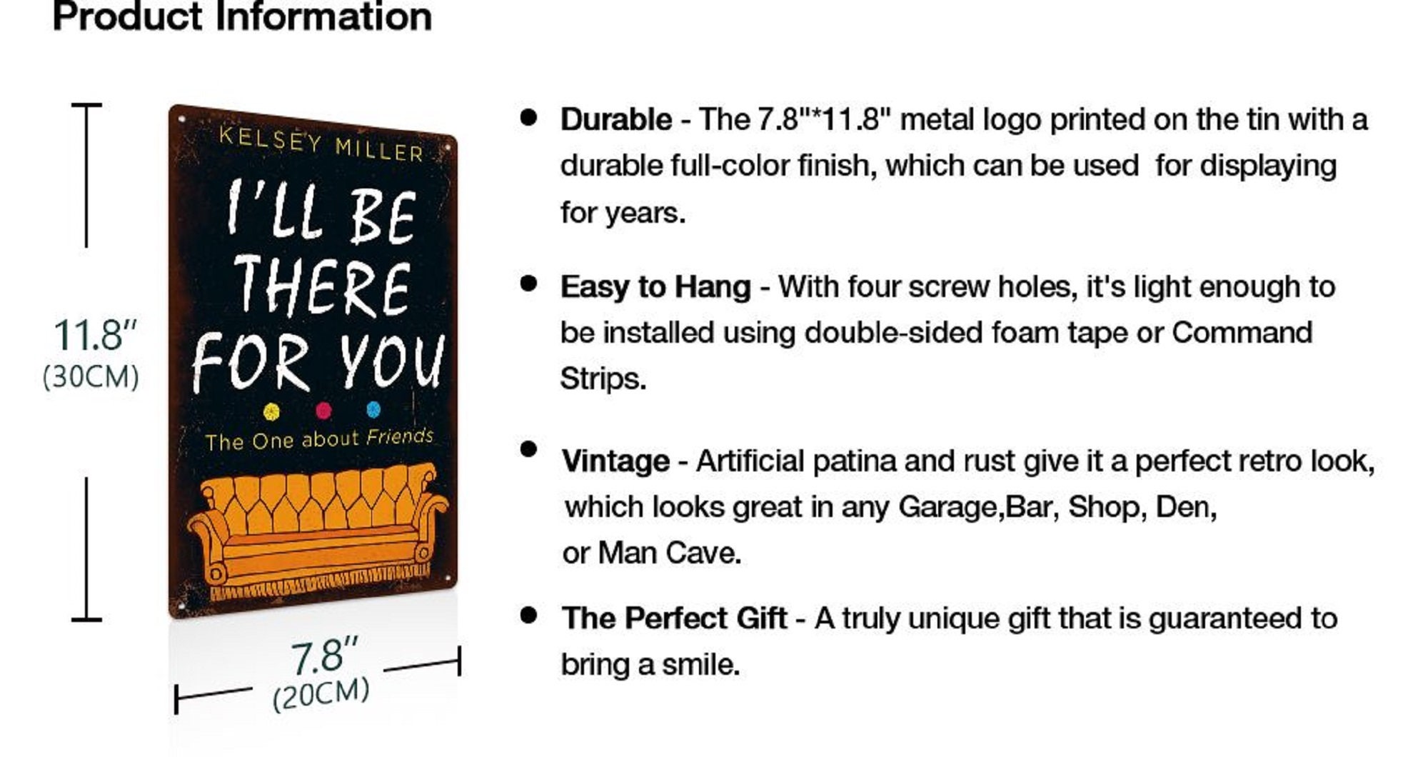 TV Show Friends Metal Sign Central Perk Vintage Style Plaque Tin Poster ...