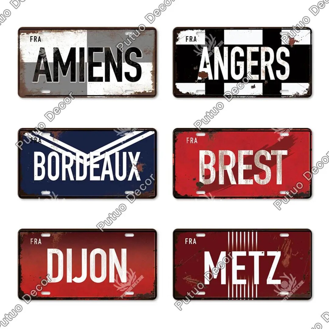 French City License Plate Metal Vintage Plaque Tin Sign Wall Decoration ...