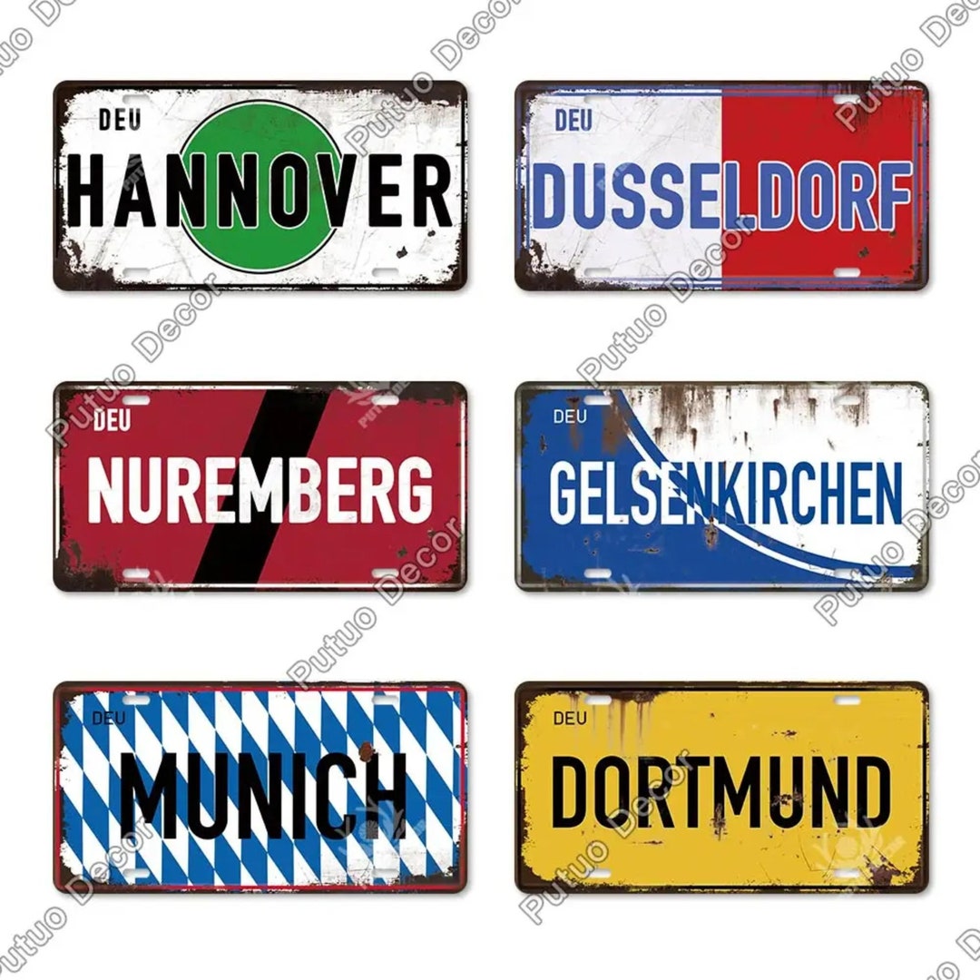 Germany Cities License Plate Vintage Plaque Metal Sign Wall Decoration ...