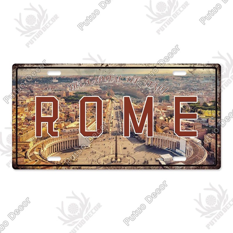 Countries Capital Cities License Plates Metal Sign Plaque Vintage Tin ...
