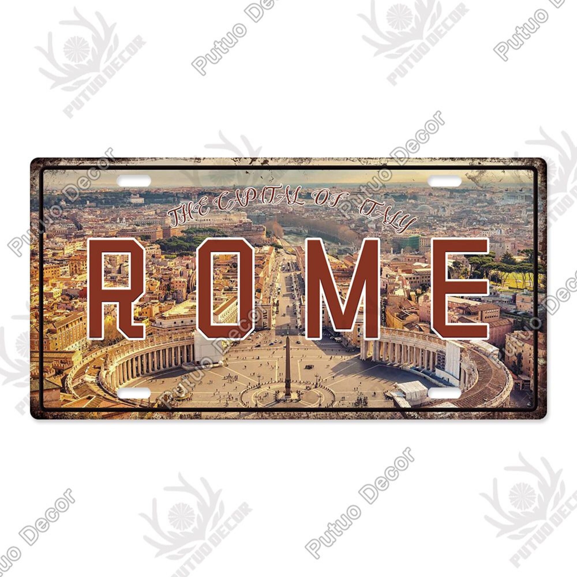 Countries Capital Cities License Plates Metal Sign Plaque Vintage Tin ...