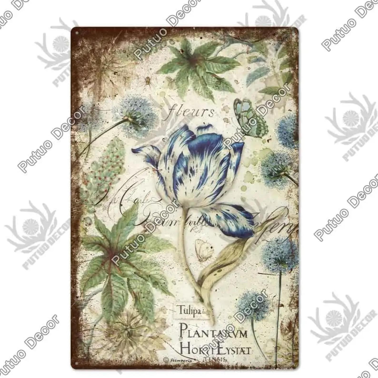 Flowers Seeds Vintage Tin Sign Retro Metal Poster Shabby Chic Wall ...